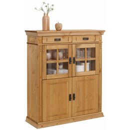 Highboard Home Affaire "Vinales" Sideboards Gr. B/H/T: 112 cm x 130 cm x 39 cm, 2 St., beige (geölt) Vitrine, Breite 112 cm