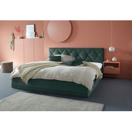 Polsterbett "Adamas", grün (moosgrün), L:210cm, Bezug: 100% Polyester, Polsterung: Polsterwatte, Material Gestell: gepolsterter Holzwerkstoff, Westfalia Schlafkomfort, Betten, auch mit Bettkasten, Knopfheftung mit Strasssteinen