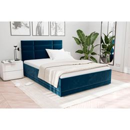 Polsterbett "Prag", blau (königsblau), B:140cm L:210cm, Bezug 100% Polyester, Polsterung: Polsterwatte, Material Gestell: gepolsterter Holzwerkstoff, Westfalia Schlafkomfort, Betten, 3 Matraztenarten wählbar, mit und ohne Bettkasten