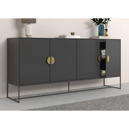 Sideboard Places of Style "Abito" Sideboards Gr. B/H/T: 180 cm x 82 cm x 40 cm, grau (anthrazit) Kommode mit Drehtüren, 2 Einlegeböden, Breite 180 cm