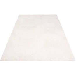 Teppich Carpet City "Friseé-Teppich FANCY 647" Teppiche Gr. B: 160 cm 1 St., 12 mm, L: 230 cm, weiß Kurzflor,3D-Optik,Kreisförmiges Muster, Wohnzimmer,Schlafzimmer