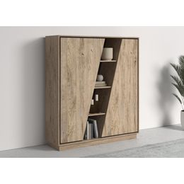 Highboard COTTA "Accent" Sideboards Gr. B/H/T: 128 cm x 143 cm x 37 cm, braun (ribbeck cognac) Vitrine mit Schwebeoptik durch Sockelfuss, Breite 143 cm