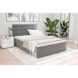 Polsterbett "Prag", grau, B:140cm L:210cm, Bezug 100% Polyester, Polsterung: Polsterwatte, Material Gestell: gepolsterter Holzwerkstoff, Westfalia Schlafkomfort, Betten, 3 Matraztenarten wählbar, mit und ohne Bettkasten