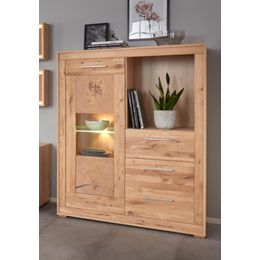 Highboard VOGL MÖBELFABRIK Sideboards braun (eichefarben chalet, wildeiche massiv) Breite 107 cm