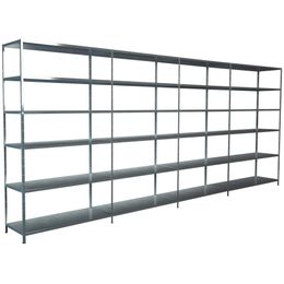 SCHULTE REGALWELT Steckregal "Stecksystem Grund- und 3x Anbauregale" Regale Metall verzinkt, 2300x4000x500 mm, 24 Böden Gr. B/H/T: 400cm x 230cm x 50cm, silberfarben