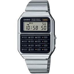 Chronograph CASIO VINTAGE "CA-500WE-1AEF" Armbanduhren silberfarben Damen Quarzuhr, Armbanduhr, Damen, Herren, retro, Taschenrechner, digital