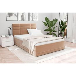 Polsterbett "Prag", beige, B:140cm L:210cm, Bezug 100% Polyester, Polsterung: Polsterwatte, Material Gestell: gepolsterter Holzwerkstoff, Westfalia Schlafkomfort, Betten, 3 Matraztenarten wählbar, mit und ohne Bettkasten