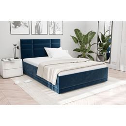 Polsterbett "Prag", blau (königsblau), B:140cm L:210cm, Bezug 100% Polyester, Polsterung: Polsterwatte, Material Gestell: gepolsterter Holzwerkstoff, Westfalia Schlafkomfort, Betten, 3 Matraztenarten wählbar, mit und ohne Bettkasten