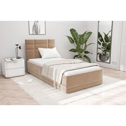 Polsterbett "Prag", beige, B:100cm L:210cm, Bezug 100% Polyester, Polsterung: Polsterwatte, Material Gestell: gepolsterter Holzwerkstoff, Westfalia Schlafkomfort, Betten, 3 Matraztenarten wählbar, mit und ohne Bettkasten