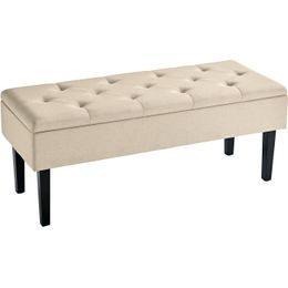 Bank HEINE HOME, beige, B:109cm H:43cm T:43cm, Holz, Kunststoff, Polyester, Sitzbänke