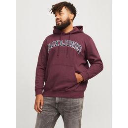 Jack & Jones PlusSize Hoodie JACK & JONES PLUSSIZE "JJECALEB VARSITY SWEAT HOOD NOOS PLS" Gr. 4XL, rot (vineyard wine) Herren Sweatshirts