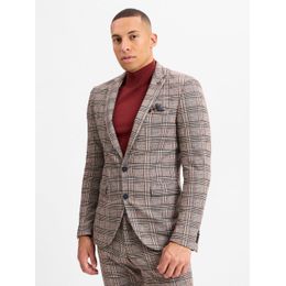 Finshley & Harding Finshley & Harding London Baukasten-Sakko Herren Slim Fit Baumwolle kariert, beige