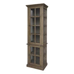 Chic Antique Landhaus Vitrinenschrank mit 2 Türen und Regalen, H196/L60/B40 cm, natur