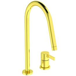 Ideal Standard Küchen-2-Loch-Armatur BD422A2 brushed gold, mit hohem Rohrauslauf