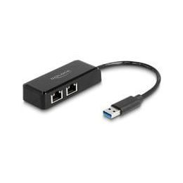 Delock USB Typ-A Adapter zu 2 x Gigabit LAN, LAN-Adapter