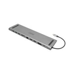 Digitus 11 Port USB-C Dockingstation silber, USB, VGA, HDMI, RJ45