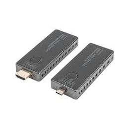 Digitus 4K Wireless Video Extender USB-C > HDMI, 30 Meter, HDMI Verl&auml;ngerung schwarz/silber, Sendeeinheit + Empf&auml;ngereinheit