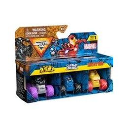 Spin Master Monster Jam Marvel Mini Monster Trucks 3er-Pack, Spielfahrzeug Ma&szlig;stab 1:64, sortierter Artikel