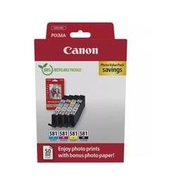 Canon Tinte Photo Value Pack CLI-581 inkl. 50 Blatt 10x15 Fotopapier