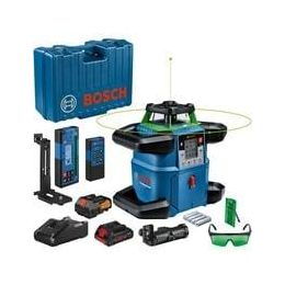 Bosch Akku-Rotationslaser GRL 650 CVHG Professional, 18Volt, mit Halterung blau, Akku ProCORE18V 4,0Ah, Koffer, gr&uuml;ne Laserlinie