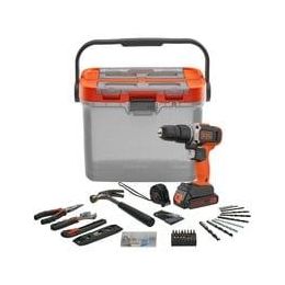 Black & Decker Akku-Schlagbohrschrauber BCKSB02, 18Volt orange/schwarz, Li-Ionen Akku 1,5Ah, Aufbewahrungsbox, 62-teiliges Zubeh&ouml;r-Set