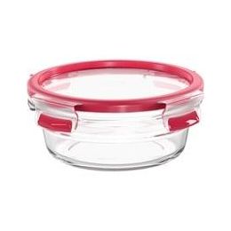 Emsa CLIP & CLOSE Glas-Frischhaltedose 0,6 Liter transparent/rot, rund, &Oslash; 16,7cm