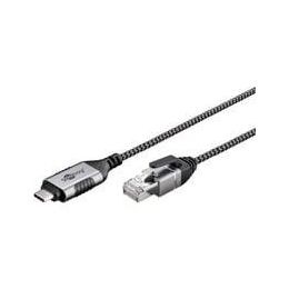 goobay Ethernet-Adapterkabel USB-C 3.2 Gen2 > RJ-45, Slim schwarz/grau, 5 Meter