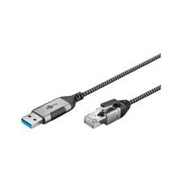goobay Ethernet-Adapterkabel USB-A 3.2 Gen1 > RJ-45, Slim schwarz/grau, 1 Meter