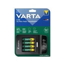 Varta LCD Ultra Fast Charger+, Ladeger&auml;t inkl. 4x Mignon, AA, 2100 mAh