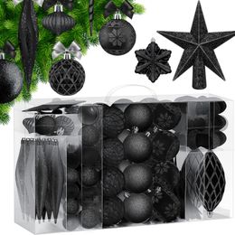 Kesser® Weihnachtskugeln 105-teiliges Set mit Baumspitze Christbaumkugeln Kunststoff Bruchsicher mit Plastik Weihnachtsbaumkugeln Box Weihnachtsbaum Weihnachtsdeko Deko & Christbaumschmuck