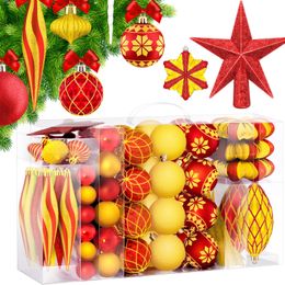 Kesser® Weihnachtskugeln 105-teiliges Set mit Baumspitze Christbaumkugeln Kunststoff Bruchsicher mit Plastik Weihnachtsbaumkugeln Box Weihnachtsbaum Weihnachtsdeko Deko & Christbaumschmuck