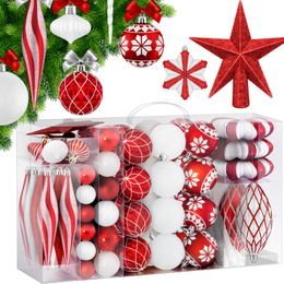 Kesser® Weihnachtskugeln 105-teiliges Set mit Baumspitze Christbaumkugeln Kunststoff Bruchsicher mit Plastik Weihnachtsbaumkugeln Box Weihnachtsbaum Weihnachtsdeko Deko & Christbaumschmuck