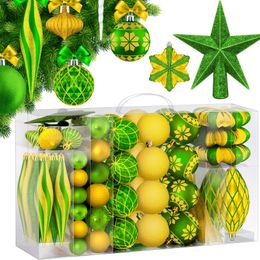 Kesser® Weihnachtskugeln 105-teiliges Set mit Baumspitze Christbaumkugeln Kunststoff Bruchsicher mit Plastik Weihnachtsbaumkugeln Box Weihnachtsbaum Weihnachtsdeko Deko & Christbaumschmuck