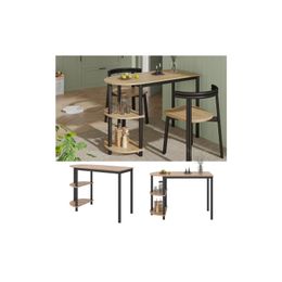VICCO Bartisch Freetown Eiche Schwarz 110 x 75,5 cm mit Regal