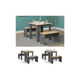 VICCO Tischgruppe Sitzgruppe Esszimmer Sentio Esstisch Anthrazit Eiche 80 cm
