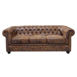 Riess Ambiente riess-ambiente 3er Sofa CHESTERFIELD - 205cm antik braun mit Knopfheftung und Federkern