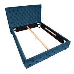 Riess Ambiente riess-ambiente Doppelbett PARIS - 180x200cm dunkelblau Samt Chesterfield