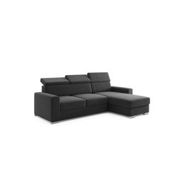 M-Punkt Ecksofa TOKIO mit Bett und Bettkasten Sofa/Schlafsofa - Schwarz