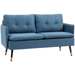 HOMCOM Zweisitzer Sofa mit Rücken- und Sitzkissen grau 139L x 68B x 80H cm