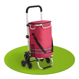 Juskys 3in1 Einkaufstrolley für Treppen - 56 L, modern & klappbar - Treppensteiger Trolley Rot