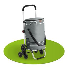 Juskys 3in1 Einkaufstrolley für Treppen - 56 L, modern & klappbar - Treppensteiger Trolley Grau