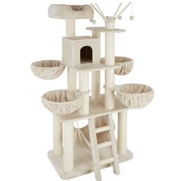 TecTake® Kratzbaum, 195 cm, mit Katzenhaus, inklusive Treppe, 4 Spielbällen und Kippschutz