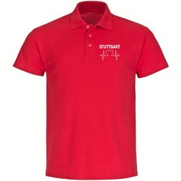 multifanshop Poloshirt - Stuttgart - Herzschlag - Druck weiß - Polo