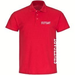 multifanshop Poloshirt - Stuttgart - Brust & Seite - Druck weiß - Polo