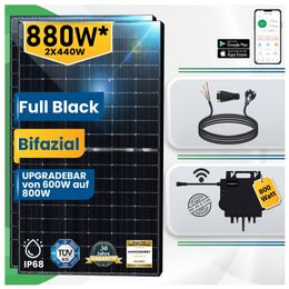 Epp Balkonkraftwerk Komplettset 880W Bifazial Growatt NEO Wechselrichter 800W Photovoltaik Solaranlage mit 5m stecker