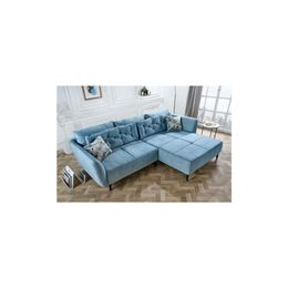 Riess Ambiente riess-ambiente Ecksofa MARRAKESCH - 245cm aqua blau Samt Metallfüße inklusive Kissen