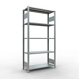 SCHULTE LAGERTECHNIK Fachbodenregal MULTIplus150, Steck-Grundregal, B 1000 x T 400 x H 2000 mm, 5 Ebenen, bis 1300 kg, verzinkt