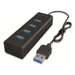 ICY BOX USB-Hub IB-HUB1409-U3, 4-port, Alumnium, schwarz