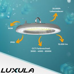 LUXULA LED-Hallenleuchte LX500136, HighBay, UFO, 150W, 15000lm, CCT, IP65
