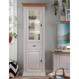 Pharao24.de Esszimmer Vitrine aus Kiefer und Eiche Massivholz Landhausstil